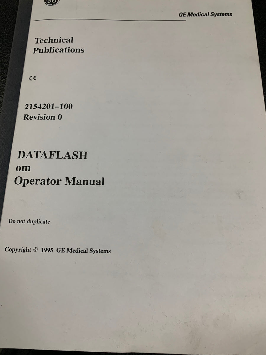 GE DATAFLASH OPERATOR MANUAL, 2154201-100 – Puma Export, Inc.