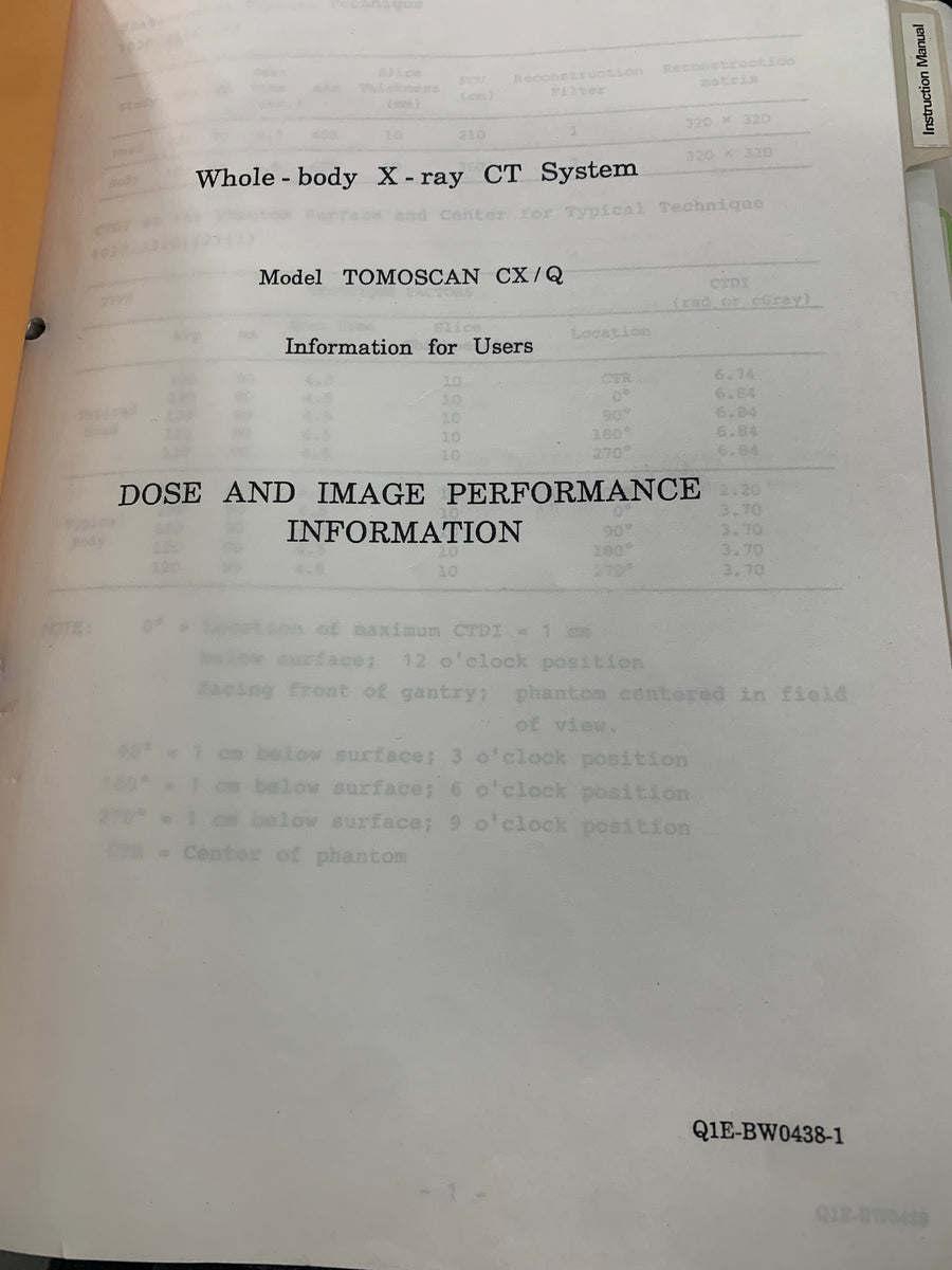 PHILIPS TOMOSCAN CX / Q DOSE AND IMAGE PERFORMANCE INFORMATION – Puma ...