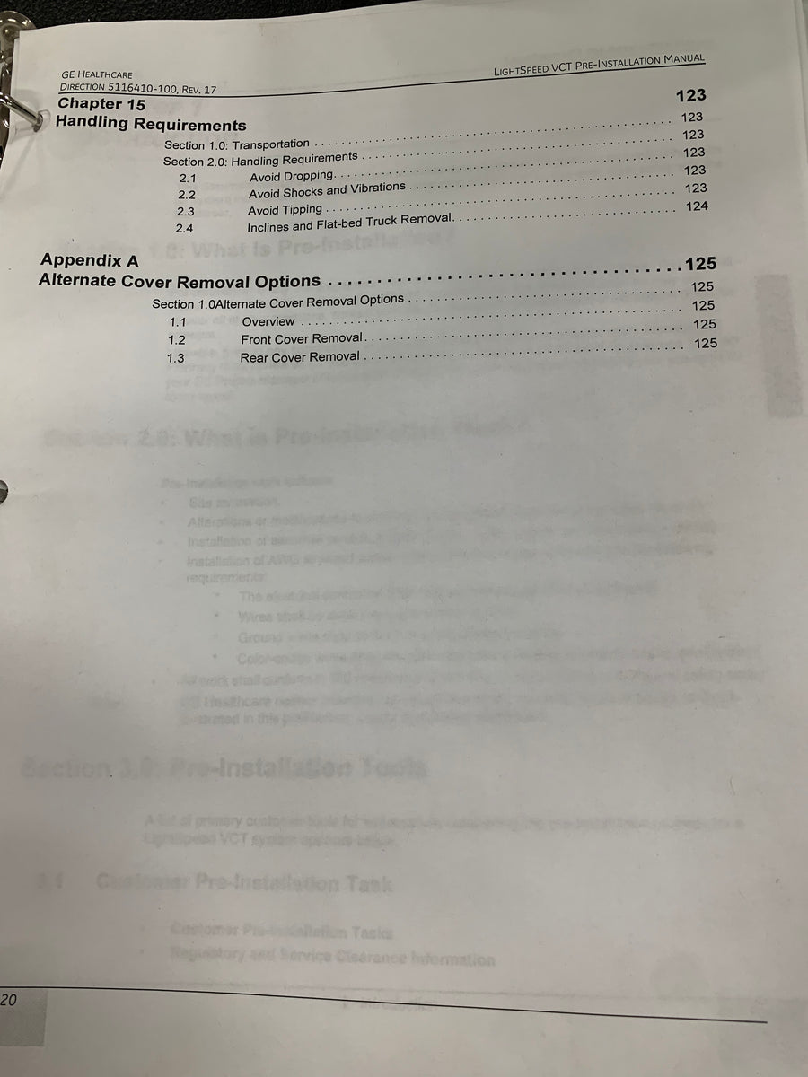 GE LIGHTSPEED VCT PRE-INSTALLATION MANUAL – Puma Export, Inc.