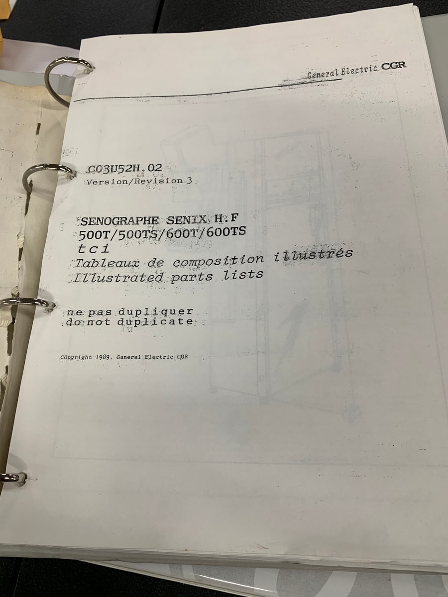 GE SENOGRAPHE ILLUSTRATED PARTS LISTS, C03U52H.02 – Puma Export, Inc.