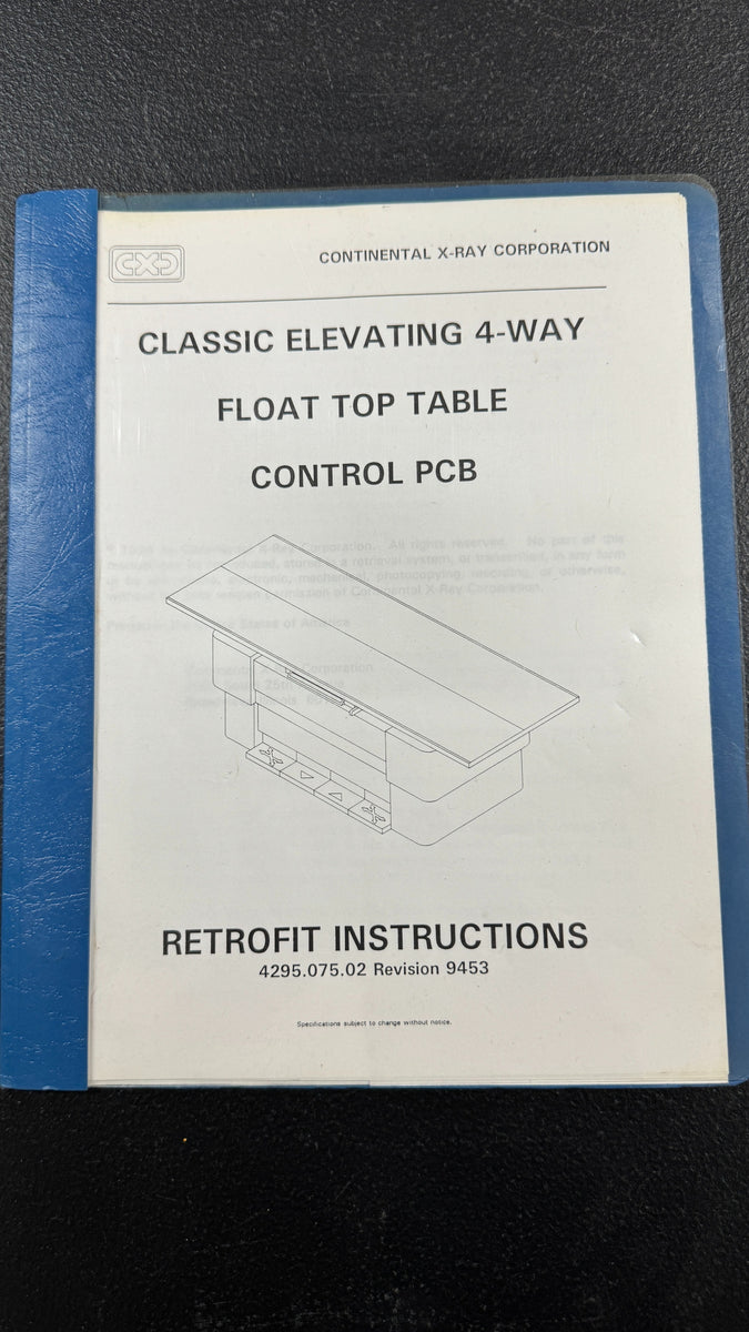 CONTINENTAL X-RAY CLASSIC ELEVATING 4-WAY FLOAT TOP TABLE CONTROL PCB – Puma Export, Inc.
