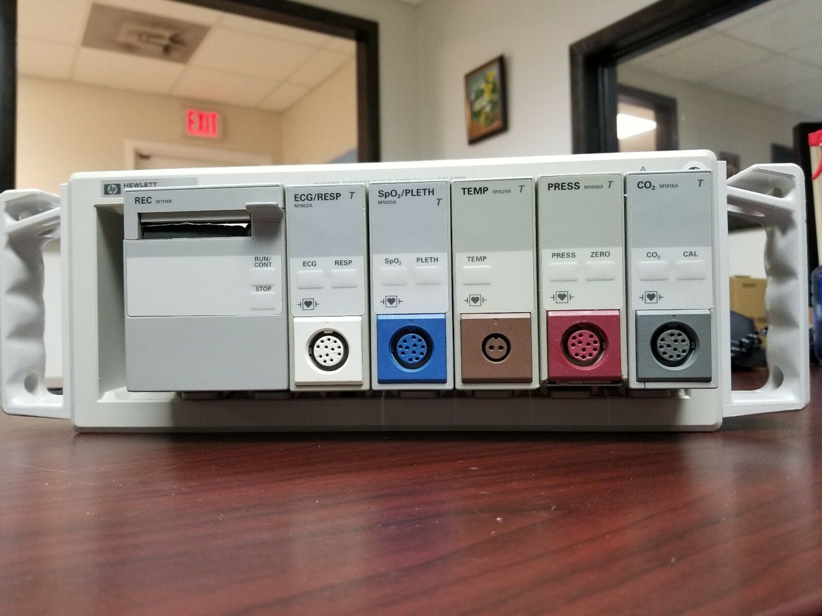 HP Patient Module Rack 1041A with M116B, M1002A, M1020A, M1029A, M1006 ...